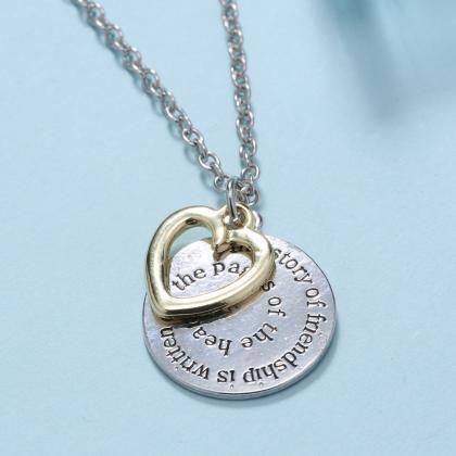 18k Gold Silver Love Heart Coin Pendant Friendship Chain Necklace on Luulla