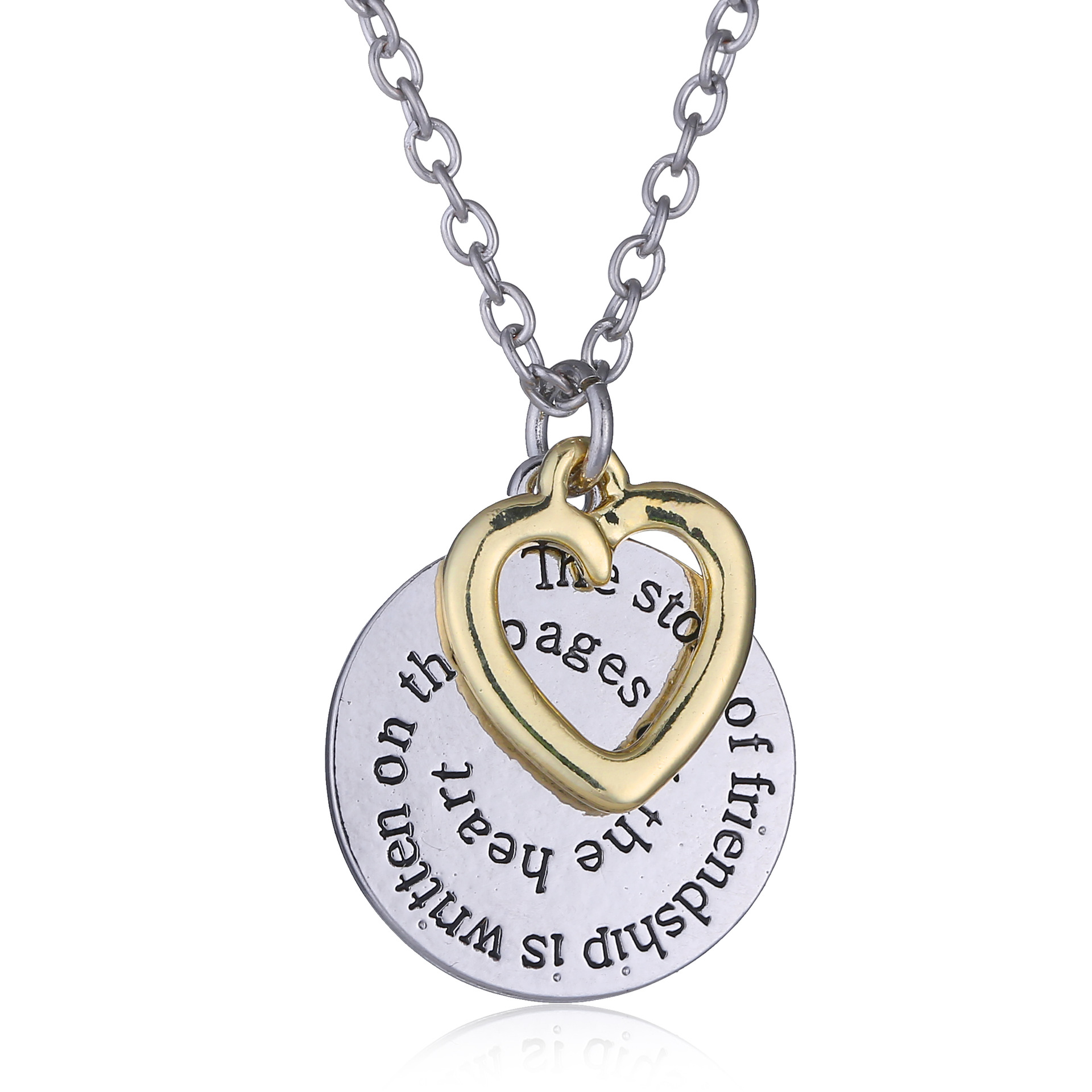 18k Gold Silver Love Heart Coin Pendant Friendship Chain Necklace on Luulla