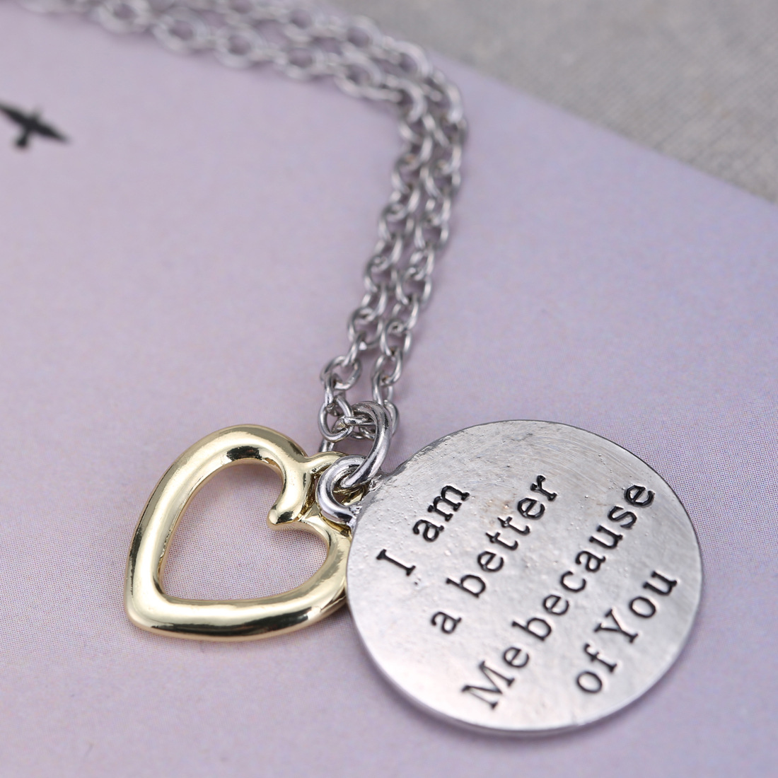 18k Gold Silver Love Heart Coin Pendant Friendship Chain Necklace on Luulla